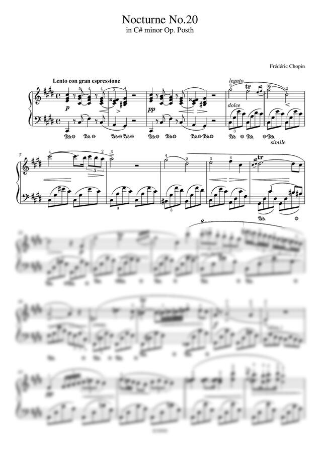 악보 > F. Chopin (쇼팽) - Nocturne No.20 in C# minor (녹턴 20번) (명곡) by JUNPIN