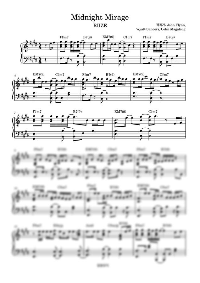악보 > RIIZE - Midnight Mirage by 알봉뮤직