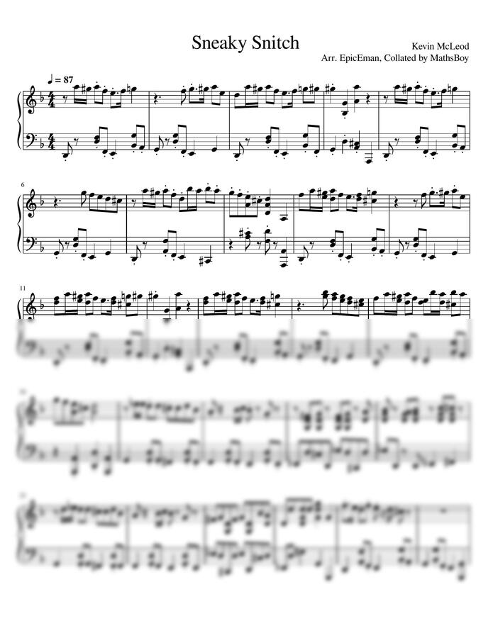 악보 > Kevin Macleod - Sneaky Snitch (쉬움) by 번둥천개