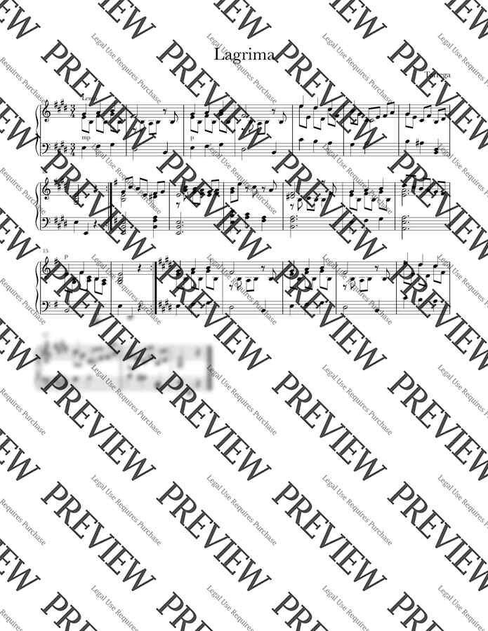 악보 > 타레가 (TARREGA) - 라그리마 (Lagrima) (기타곡을 피아노편곡) by 률루피아노