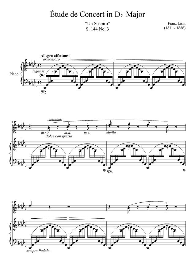 악보 > F. Liszt (리스트) - Etude concert S.144 No.3 'Un sospiro' (탄식) by JUNPIN
