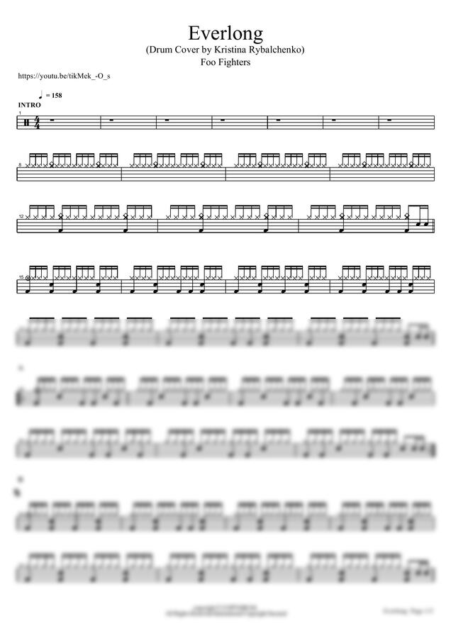 악보 > Foo Fighters - Everlong (Drum Cover by Kristina Rybalchenko) by ...