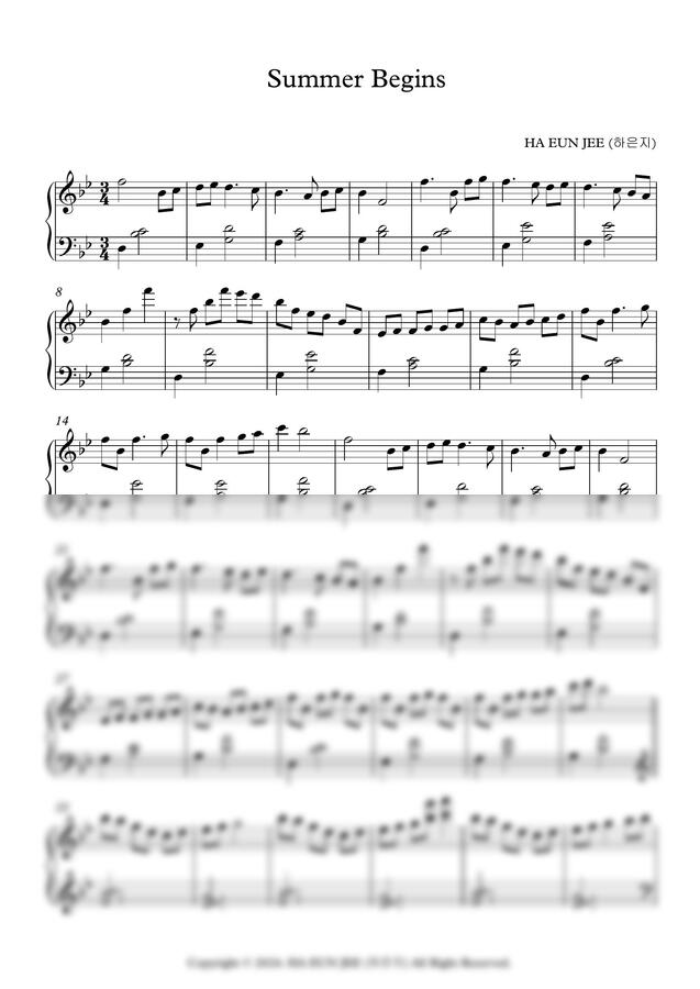 악보 > 하은지 - Summer Begins by 하은지