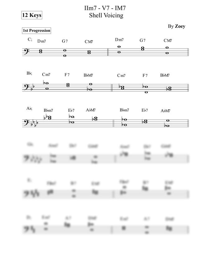 악보 > Zoey - [2-5-1] Shell Voicing - 12 Keys (II.) by Zoey