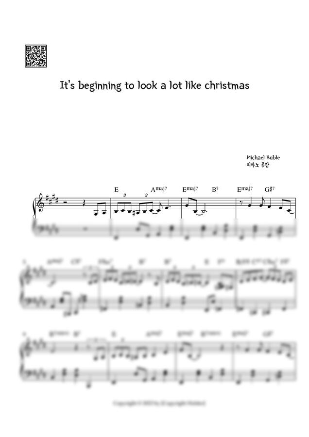 악보 > Michael Buble - it's beginning to look a lot like Christmas (캐롤,쉬움 ...