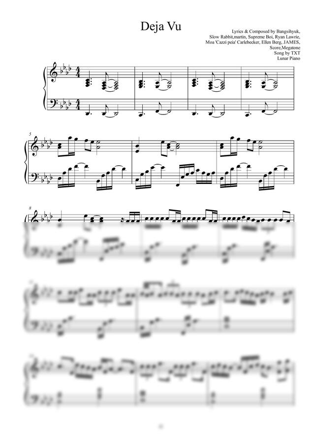 악보 > TXT 투모로우바이투게더 - Deja Vu by Lunar Piano 루나피아노