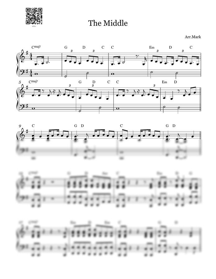 악보 > Zedd & Maren Morris & Grey - The Middle by Mark Piano