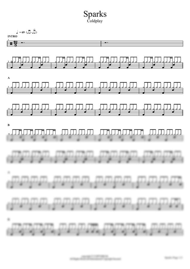 악보 > Coldplay - Sparks by COPYDRUM