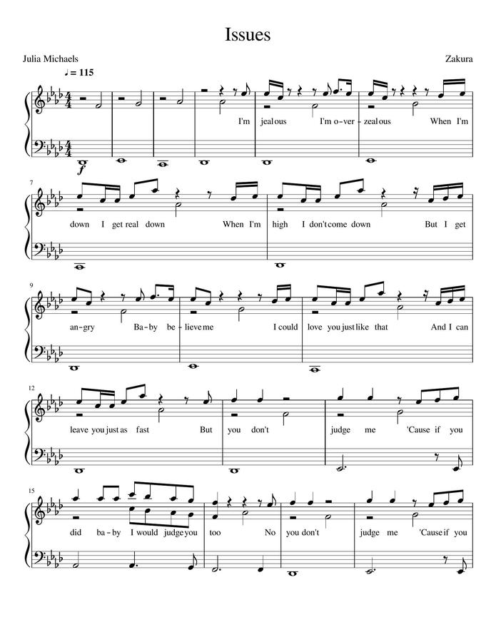 악보 > Julia Michaels - Issues by Zakura