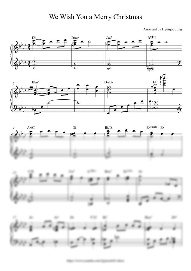 악보 > 크리스마스 캐롤 - We Wish You a Merry Christmas (Piano solo) | Hyunjoo Jung