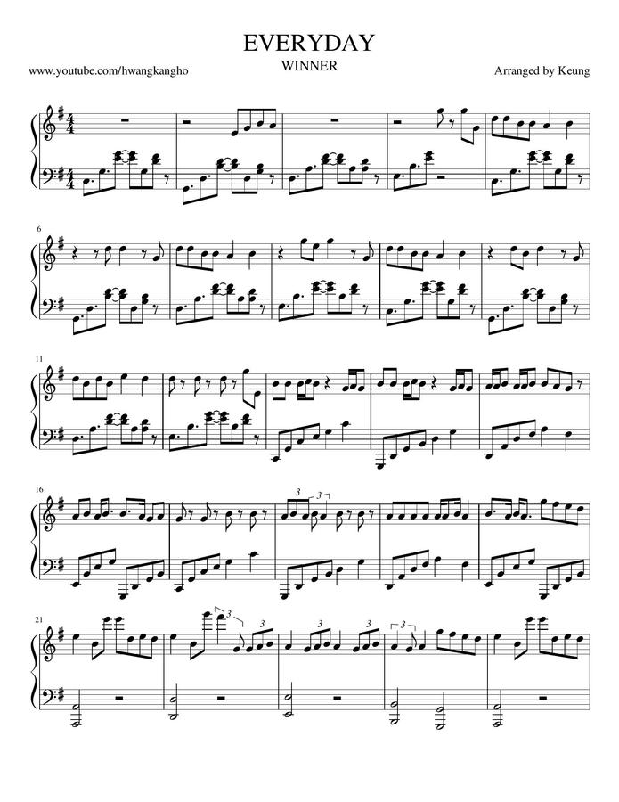 악보 > 위너 (WINNER) - EVERYDAY by Keung