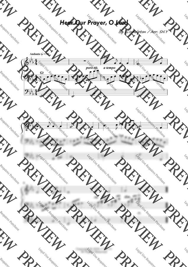 악보 > G.Whelpton - 우리 기도를(Hear Our Prayer, O Lord) Organ Prayer Song by SH.Y