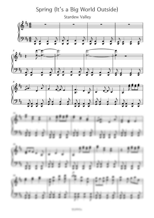 악보 > ConcernedApe - Stardew Valley spring (스타듀밸리 봄 bgm) by 한냣