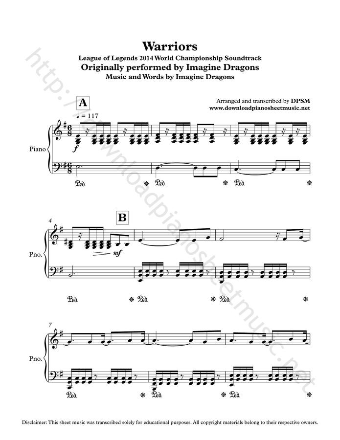 Warrior Imagine Dragons Sheet Pdf - Infoupdate.org