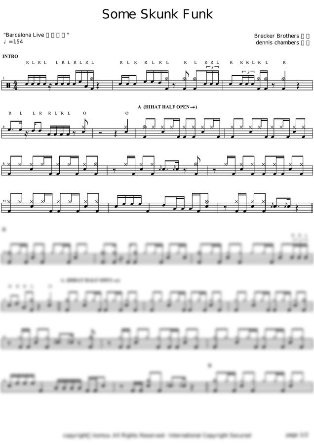 악보 > Brecker Brothers Live In Barcelona - Some Skunk Funk by 카피드럼