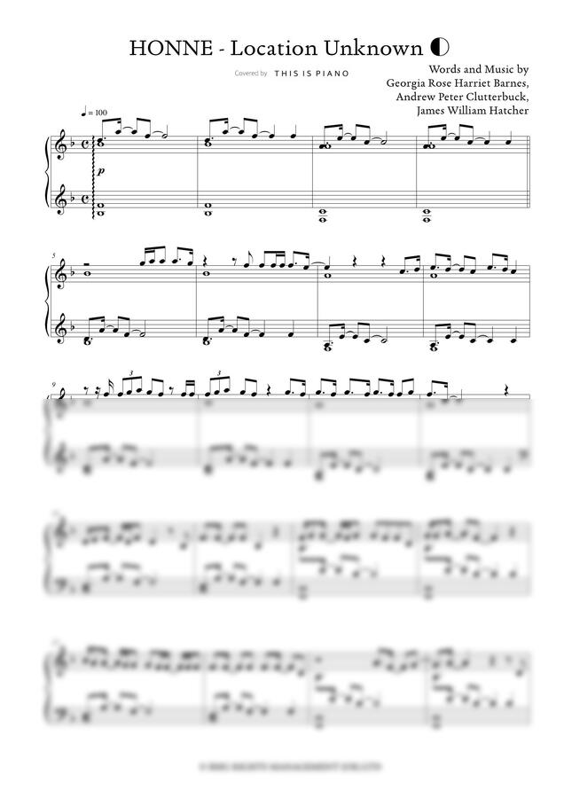 악보 > Honne - Location Unknown by THIS IS PIANO