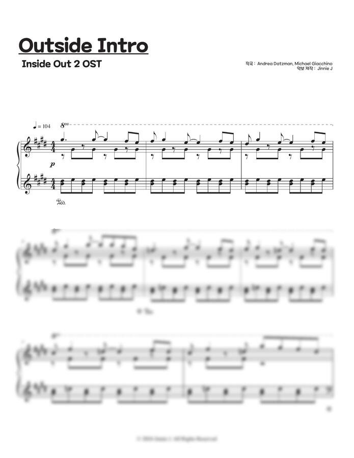 악보 > Inside Out 2 OST (인사이드 아웃 2 OST) - Outside Intro (어려운악보+중급악보) by ...