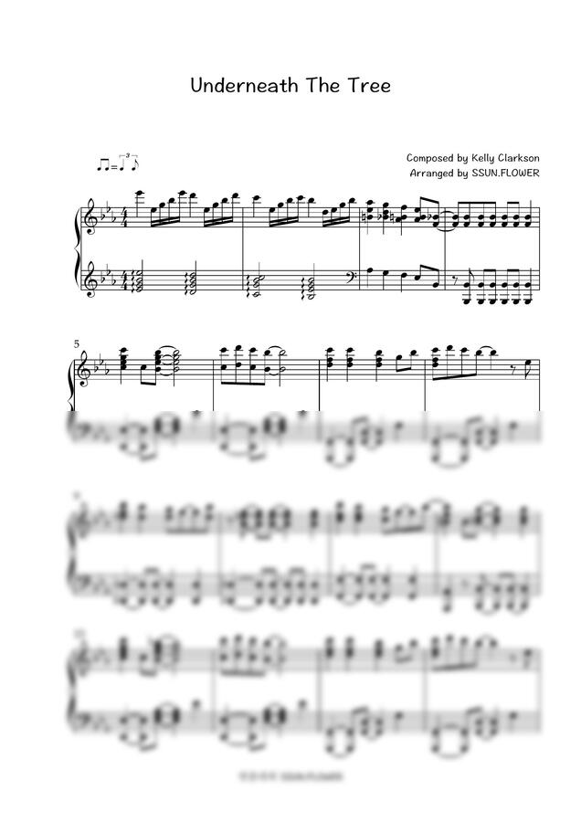 악보 > Kelly Clarkson - Underneath The Tree (jazz ver.) by 썬플라워 ssun.flower