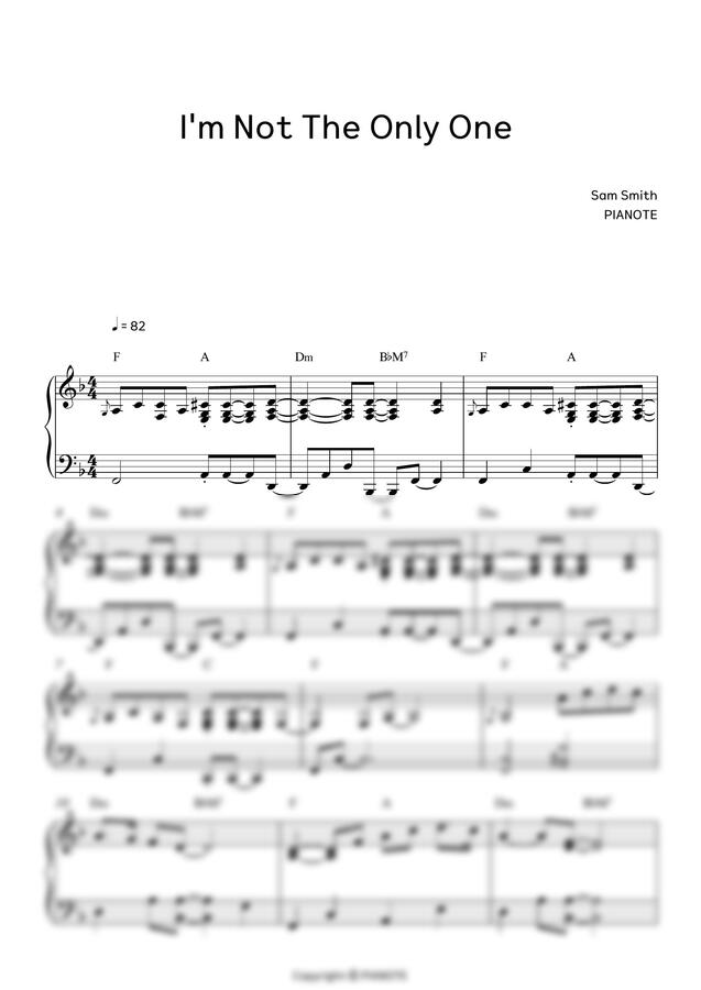 악보 > 샘 스미스(Sam Smith) - I’m Not The Only One (코드포함) by 피아노트PIANOTE