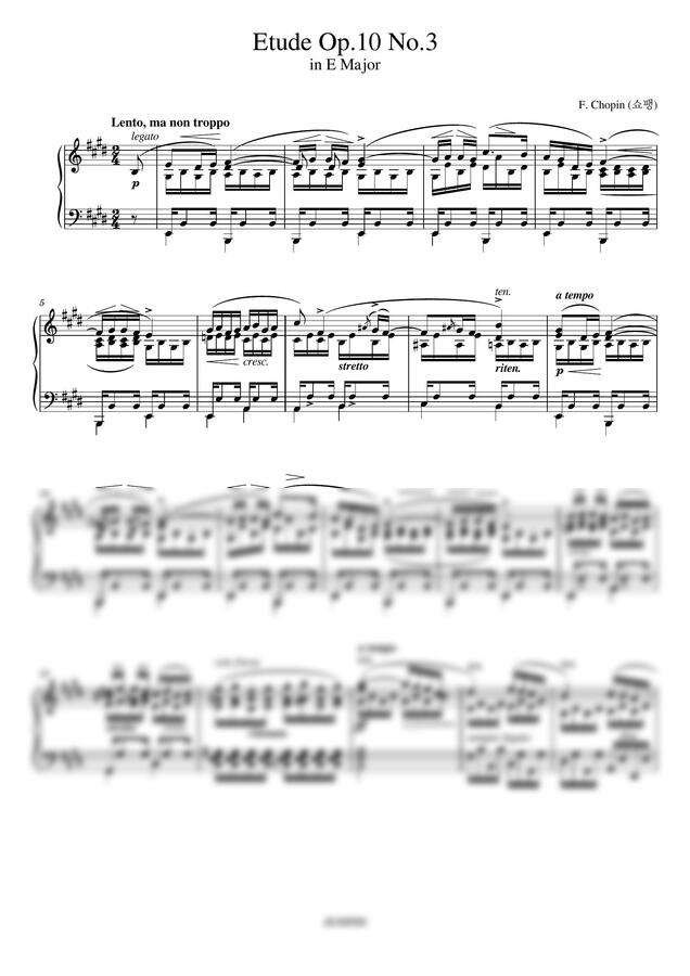 악보 > F. Chopin (쇼팽) - Etude Op.10 No.3 in E Major (에튀드 3번 "이별의 노래") by ...