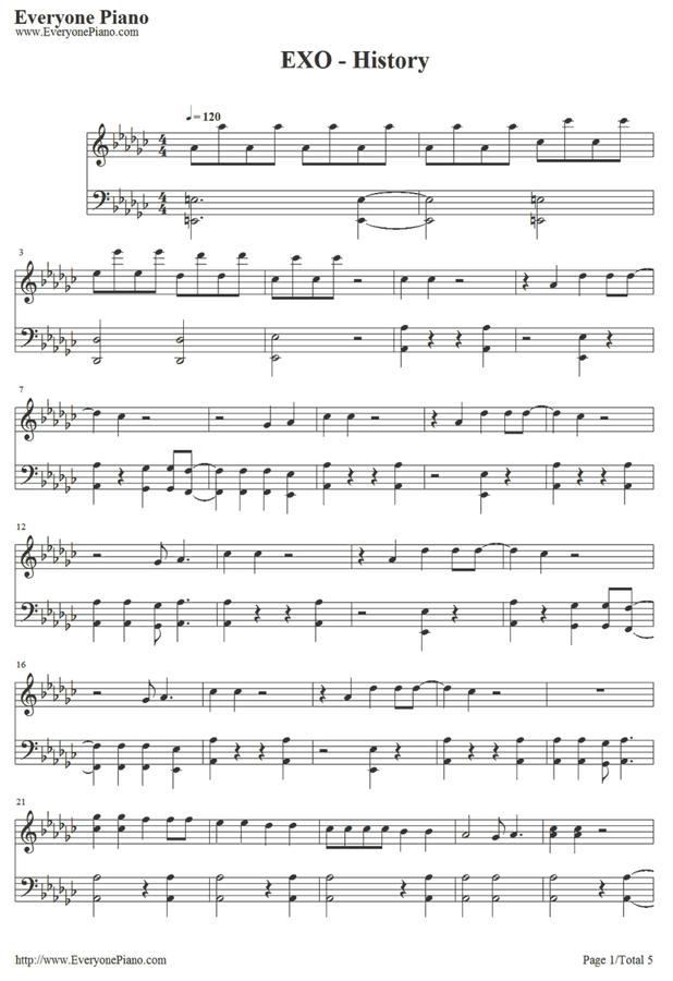 악보 > EXO - History by Everyone Piano