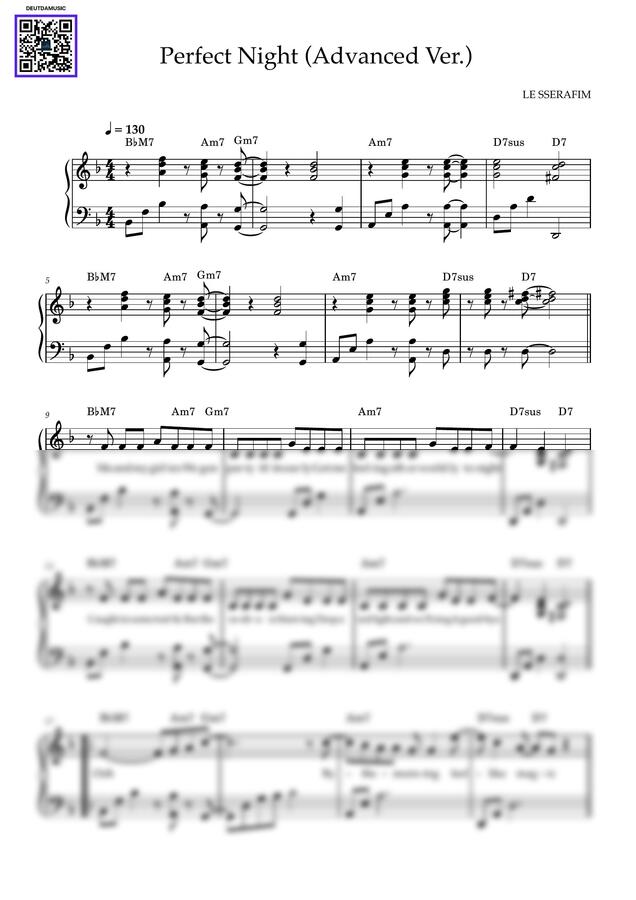 악보 > LE SSERAFIM(르세라핌) - Perfect Night (중급 악보) by DEUTDAMUSIC
