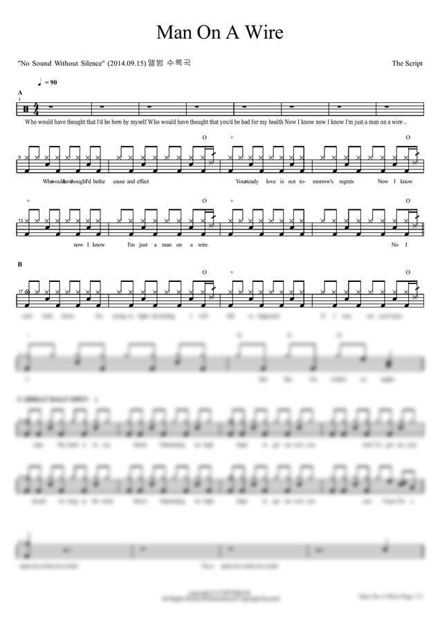 악보 > The Script - Man On A Wire by 카피드럼