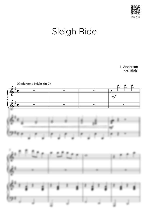 악보 > Leroy Anderson - Sleigh Ride (썰매타기) (4 hands) by 제이C