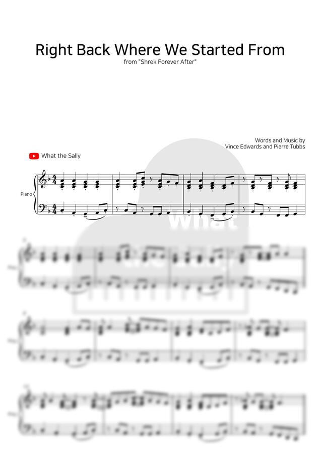 악보 > Maxine Nightingale - Right Back Where We Started From (슈렉 포에버 OST)