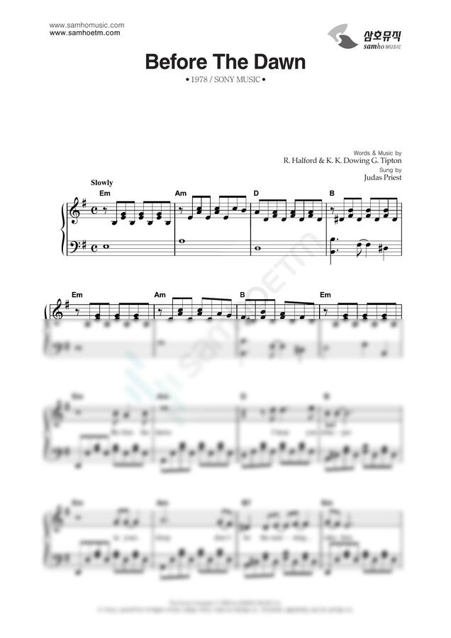 악보 > Judas Priest - Before the Dawn by 악보마트