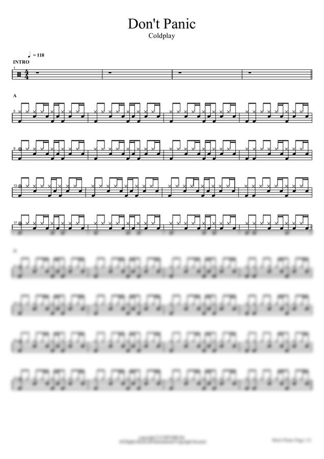 악보 > Coldplay - Don't Panic by COPYDRUM