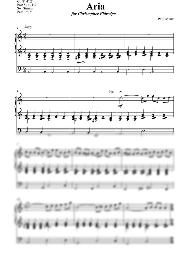 악보 > 폴 만츠-Paul Manz - Aria -오르간-고난, 묵상