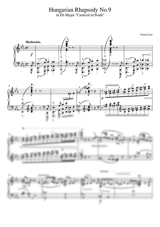 악보 > F. Liszt (리스트) - Hungarian Rhapsody No.9 (헝가리안 랩소디 9번 "페스트의 사육제")