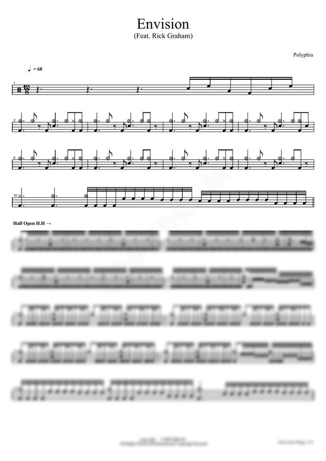 악보 > Polyphia - Envision (Feat by 카피드럼