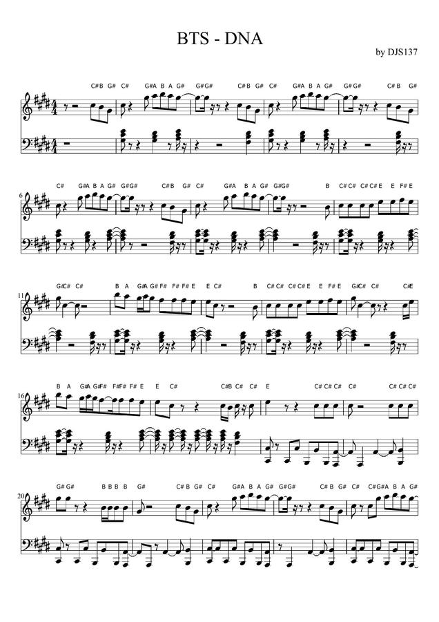 악보 > 방탄소년단 (BTS) - DNA by DJS 137