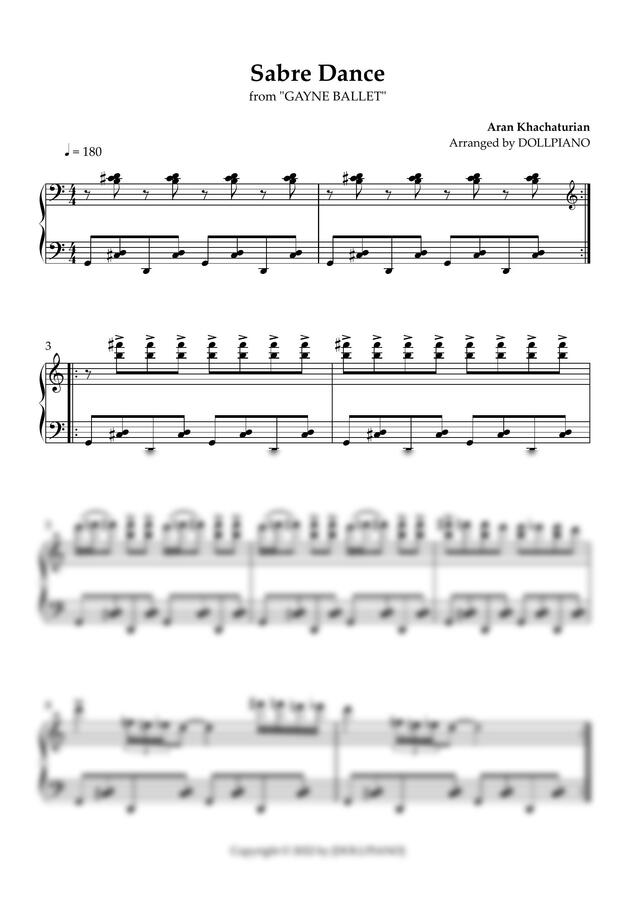 악보 > A. Khachaturian (하차투리안) - Sabre dance (칼의 춤) (피아노 솔로) by DOLLPIANO