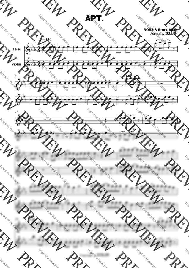 악보 > ROSÉ & Bruno Mars - APT. (🏬아파트⚡) by 2COLOR 투컬러