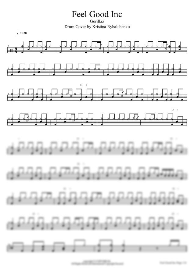 악보 > Feel Good Inc - Drum Cover by Kristina Rybalchenko - Gorillaz by ...