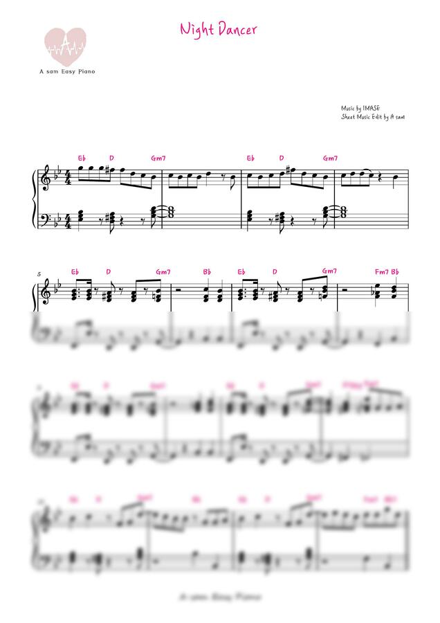 악보 > imase - NIGHT DANCER (악보2종,MR) by 에이쌤