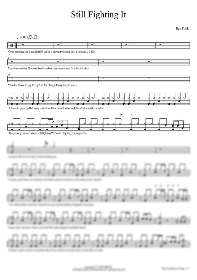 악보 > Ben Folds - Still Fighting It by 카피드럼