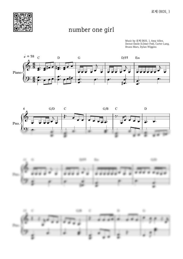 악보 > ROSÉ(로제) - number one girl by 피아노인유