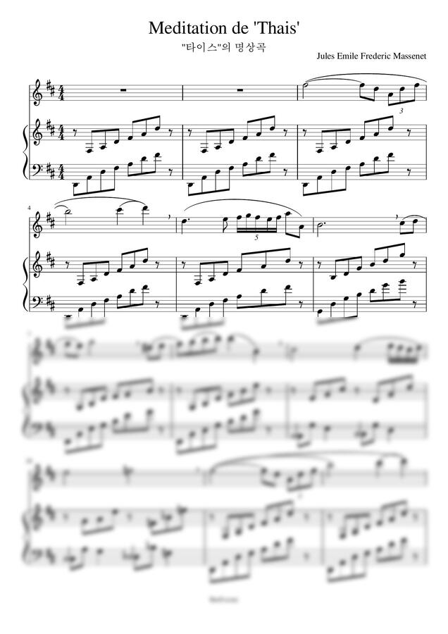 악보 > J. Massenet (마스네) - Meditation from Thais (타이스의 명상곡) (악기 반주) by BeeO