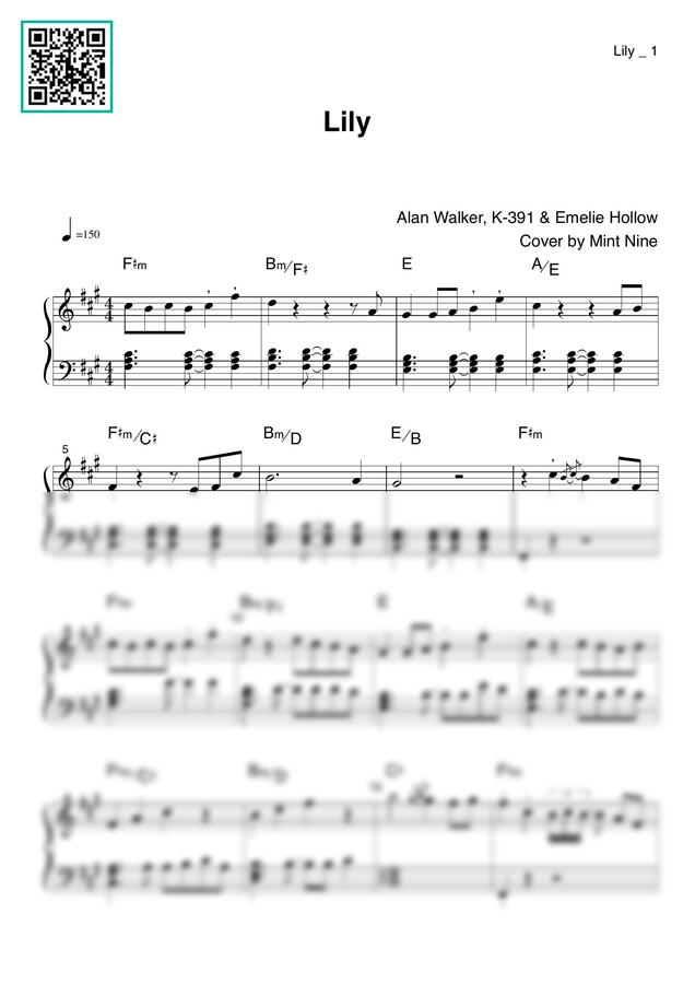 악보 > Alan Walker - Lily by Mint Nine