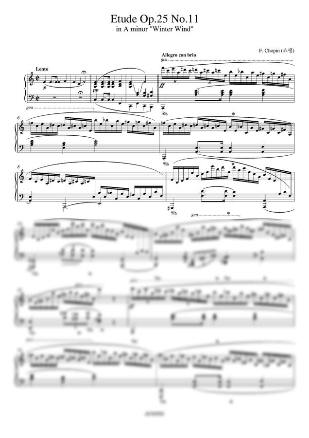 악보 > F. Chopin (쇼팽) - Etude Op.25 No.11 in A minor "Winter Wind" (에튀드 23번 "겨울바람") (입시 단골곡) by JUNPIN