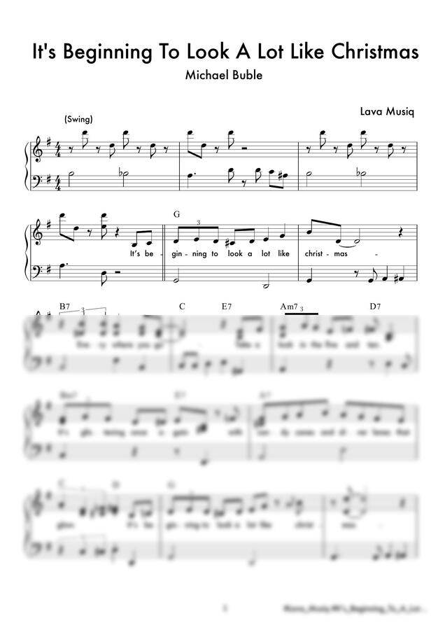 악보 > Michael Buble - It’s Beginning To Look A Lot Like Christmas (쉬운 재즈 ...