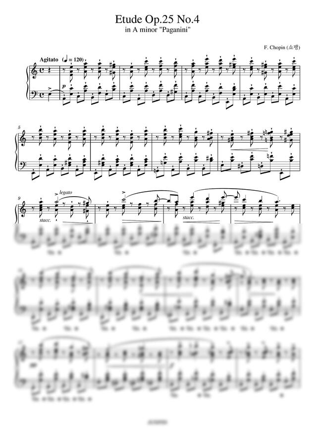 악보 > F. Chopin (쇼팽) - Etude Op.25 No.4 (에튀드 16번 "파가니니") by JUNPIN