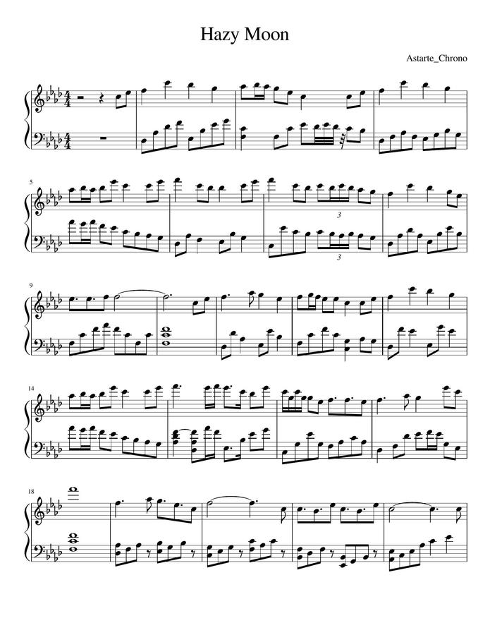악보 > 하츠네 미쿠 - Hazy moon by Astarte