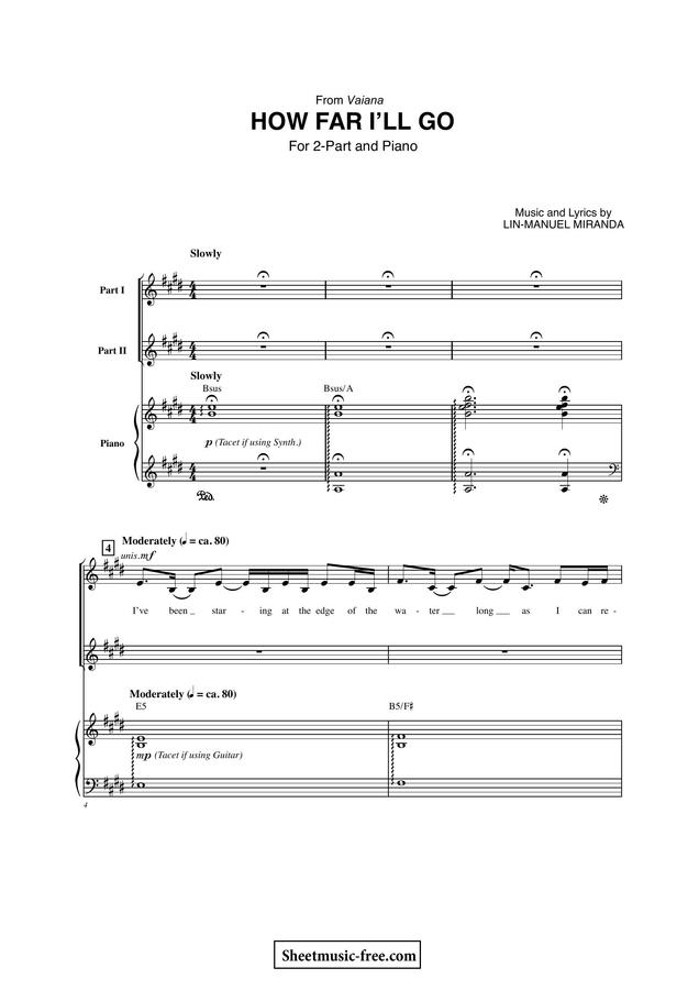 악보 > 모아나 OST - How Far I`ll Go (반주 악보)
