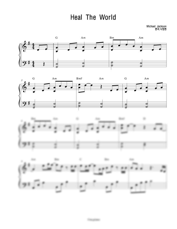 악보 > Michael Jackson - Heal The World (EASY ver.) by 나건반