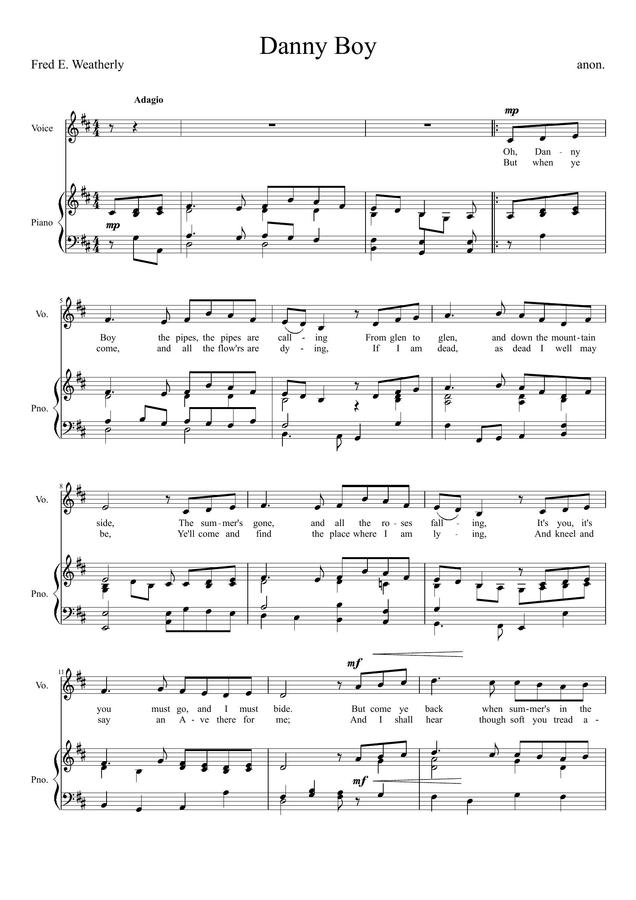 악보 > Danny boy (피아노 3단)